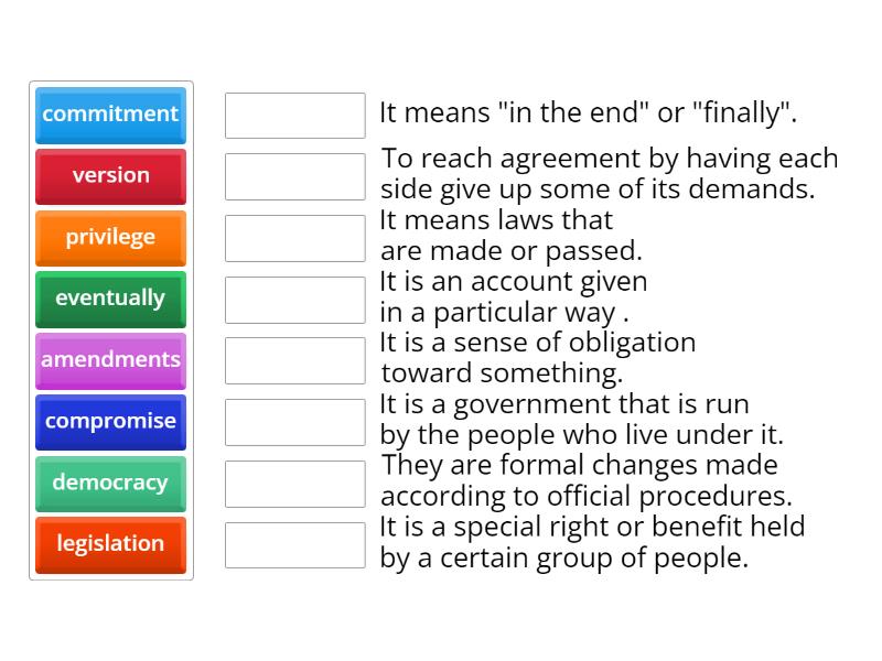 Wonders G4- A World Without Rules - Vocabulary - Match up