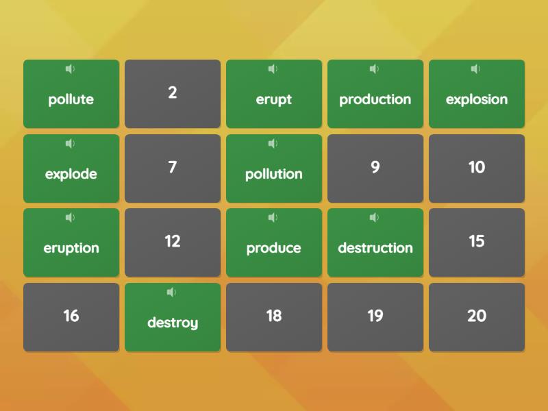 U3, Word formation (nouns and verbs) - Matching pairs