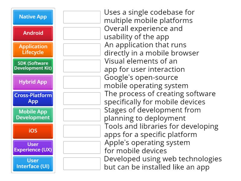 Lesson 1: Introduction to Mobile Application Development - Match up