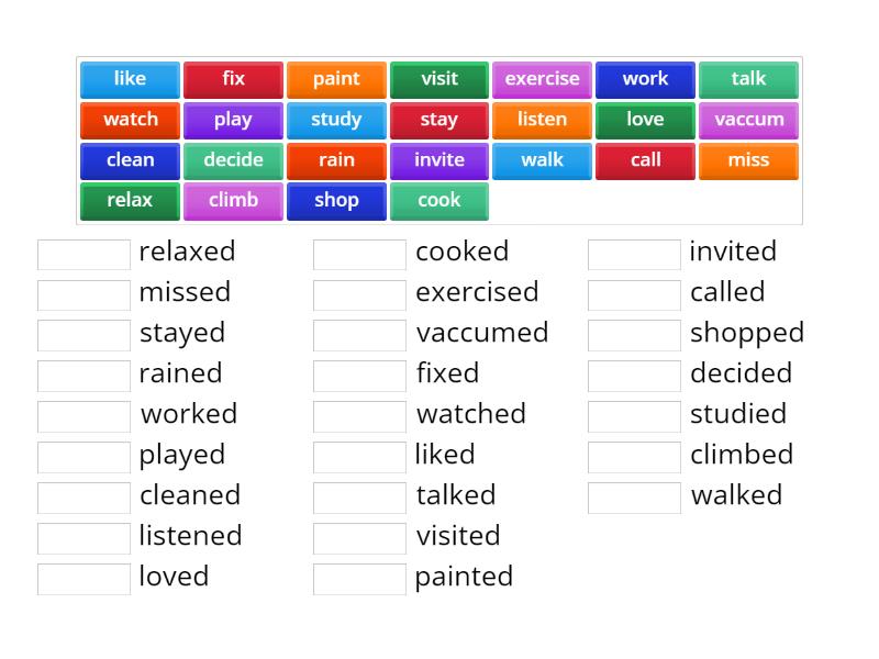 Regular Verbs - Unit 14 ELD Beginner - Match up