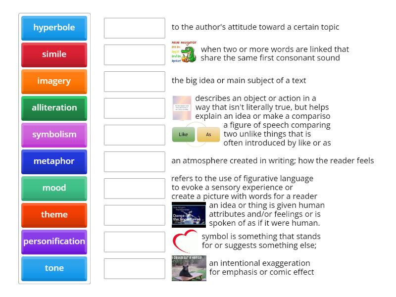 Figurative Language, Tone, & Mood - Match up