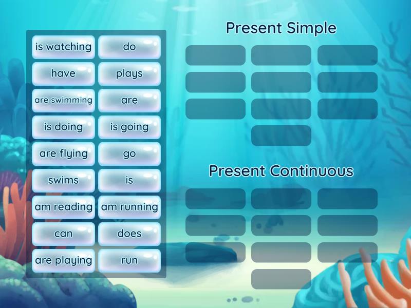 Present Simple or Present Continuous? - Group sort