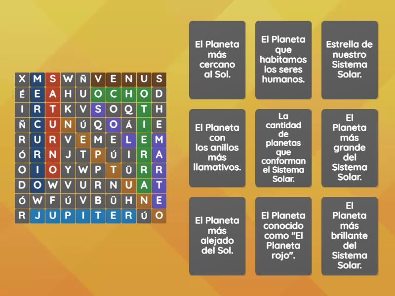 SOPA DE LETRAS: SISTEMA SOLAR - Wordsearch