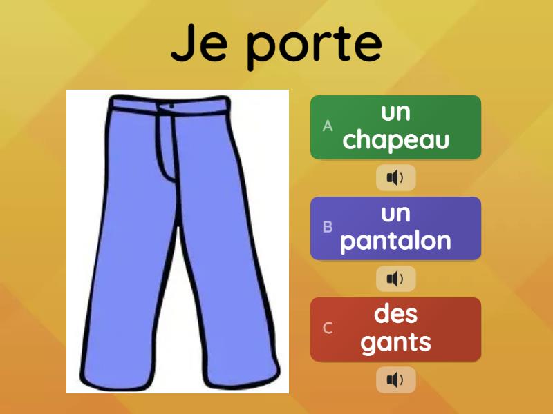 Clothes - je porte - Quiz