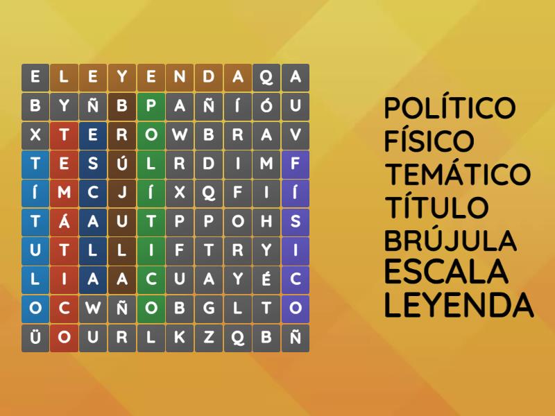Sopa de letras de mapas - Wordsearch