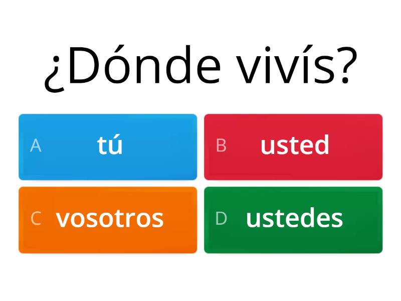 tú, usted, vosotros, ustedes - Quiz