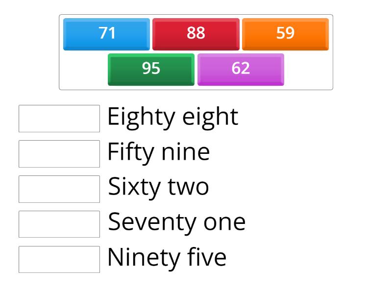 Number 50 - 100 - Match up