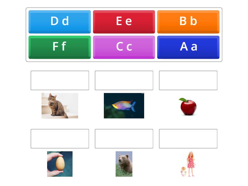Alphabet A, B, C, D, E, F - Сопоставить