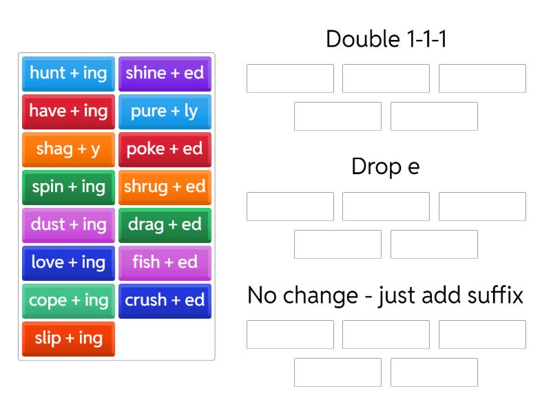 Review of Doubling Rule and Drop the Silent E Rule - Group sort