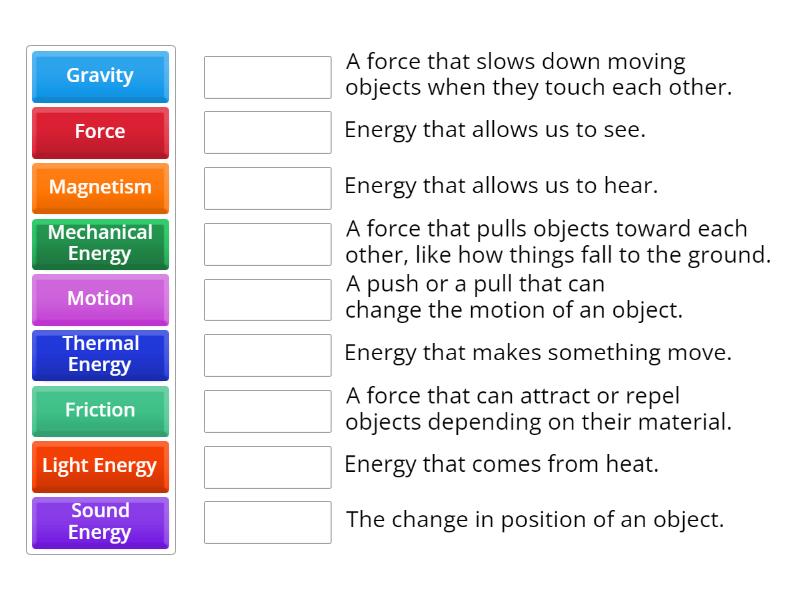 Force and Motion - Match up