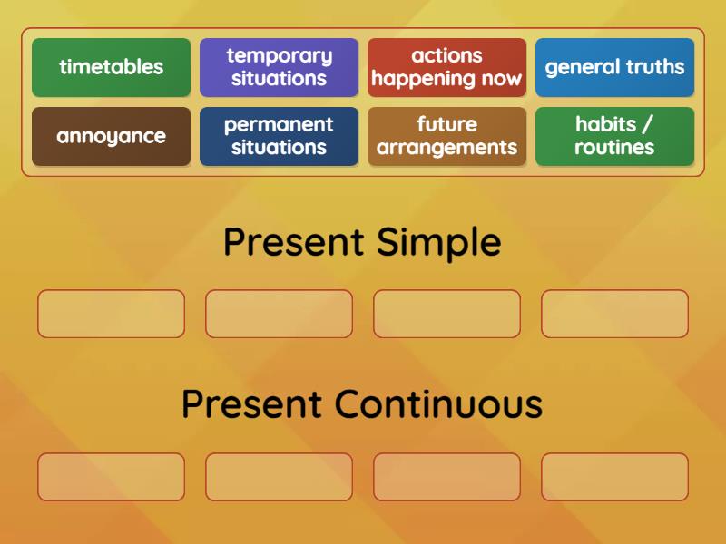 Rules (Present Simple vs Present Continuous) - Group sort
