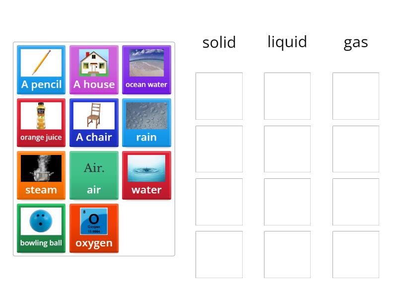 States of matter sort - Group sort