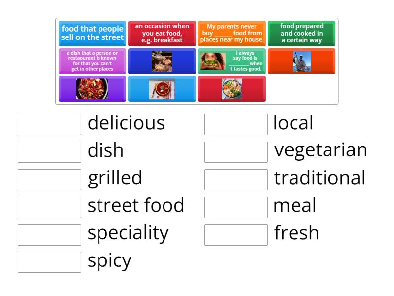 Food adjectives Focus 1 unit 2 - Match up