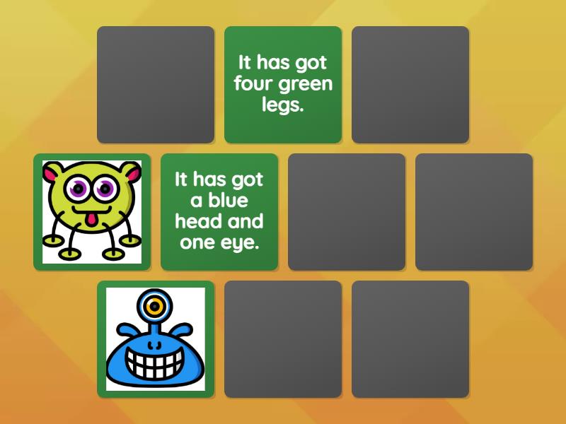 Monster Body Parts Memory Game - Matching pairs