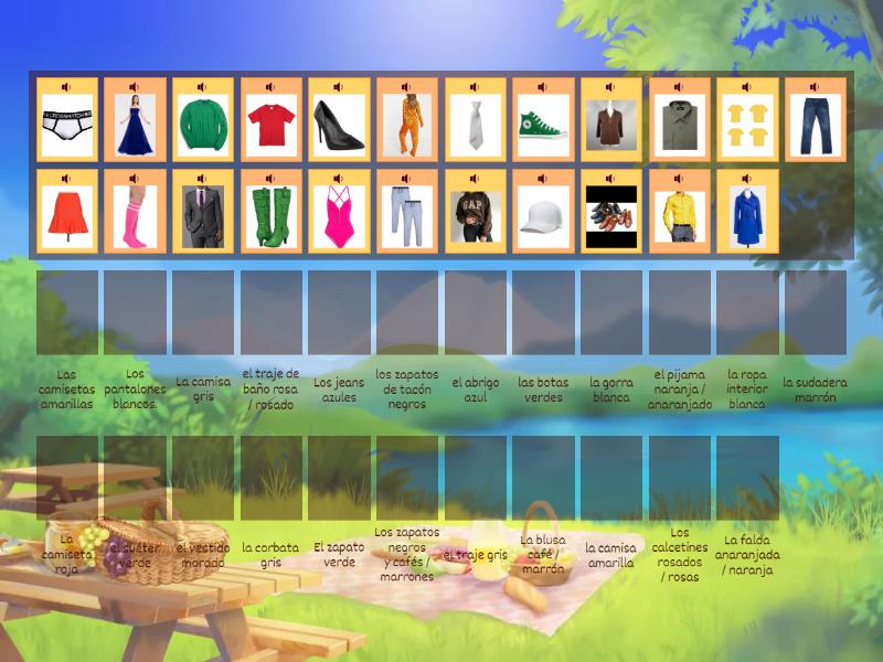 Unidad 9. La Ropa y los colores - Match up