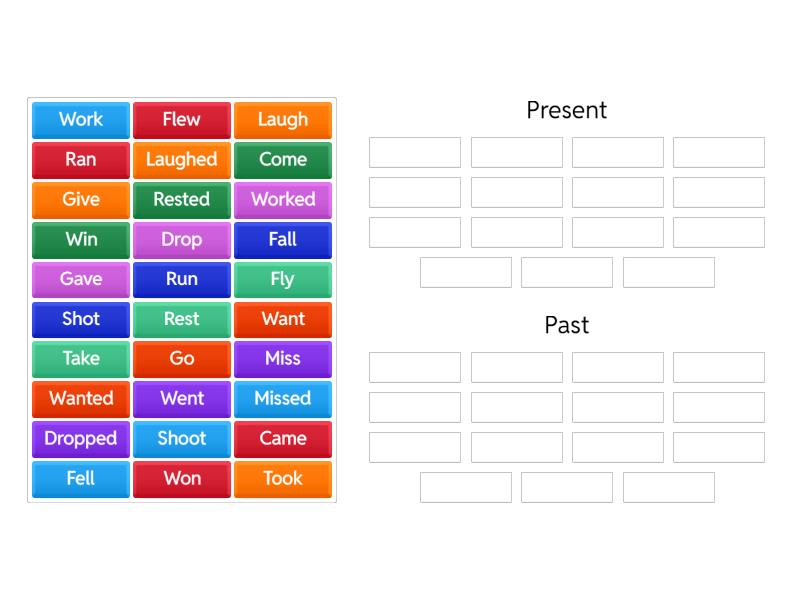SR3_U9 Verbs - present and past - Group sort