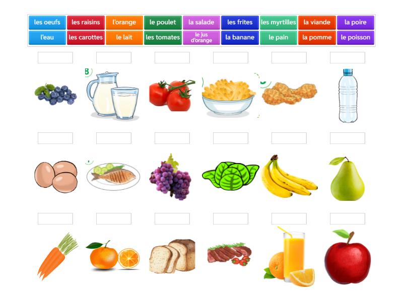 TP4 - Unité 1 - Vocabulaire - La nourriture - Apparier