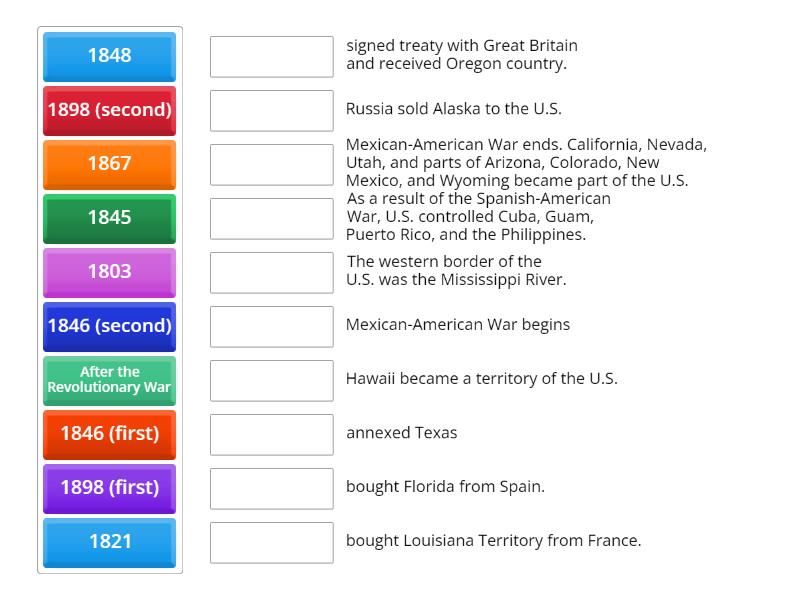 1800s Timeline - Match up
