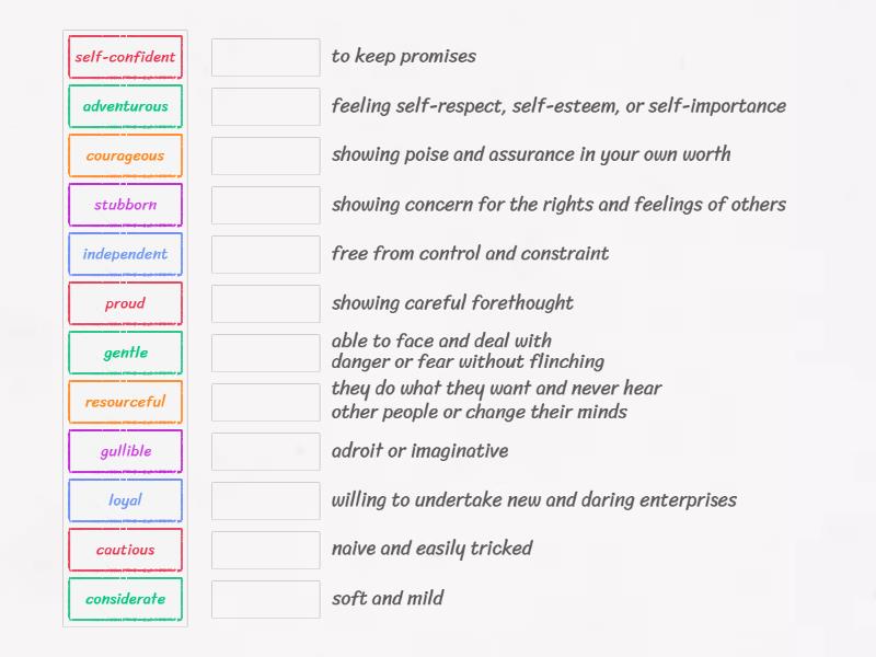 Describing people - character B2 - Match up