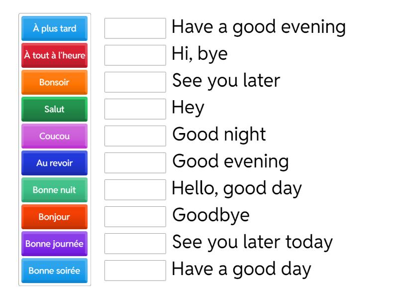 French Greetings - Match up
