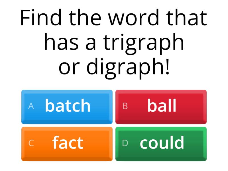 Trigraph and Digraph/ closed syllable exceptions - Questionário