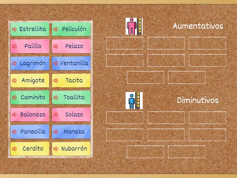 Aumentativos y diminutivos - Group sort