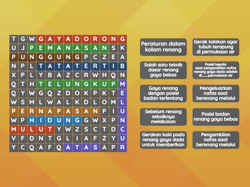 TTS Renang PJOK Kelas 5 - Wordsearch