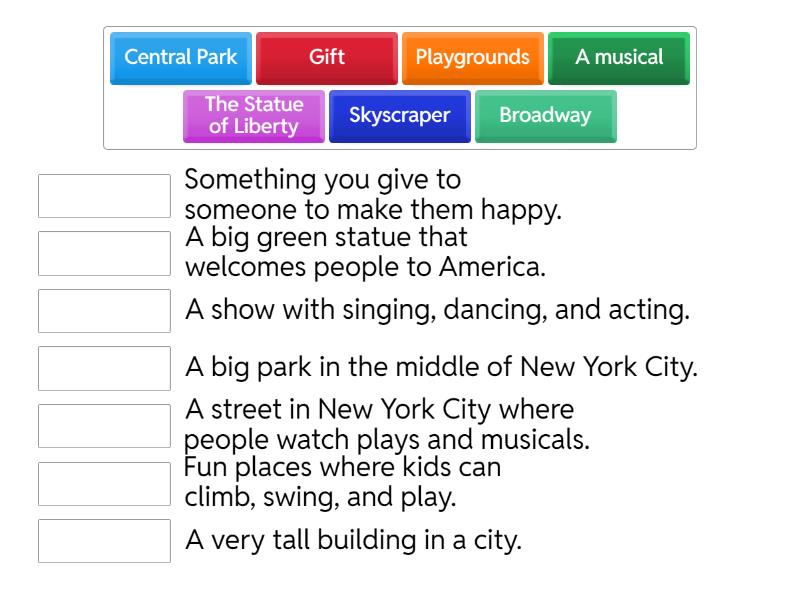 New York Vocabulary - G1 - Match up