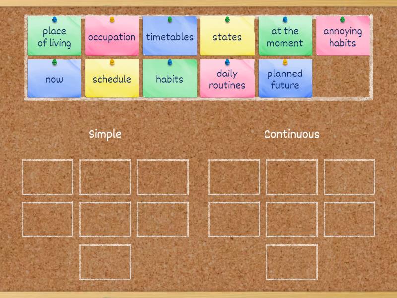 Present Simple Continuous sorting - Group sort