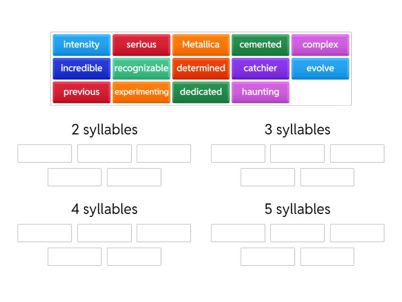 How many syllables? - Group sort