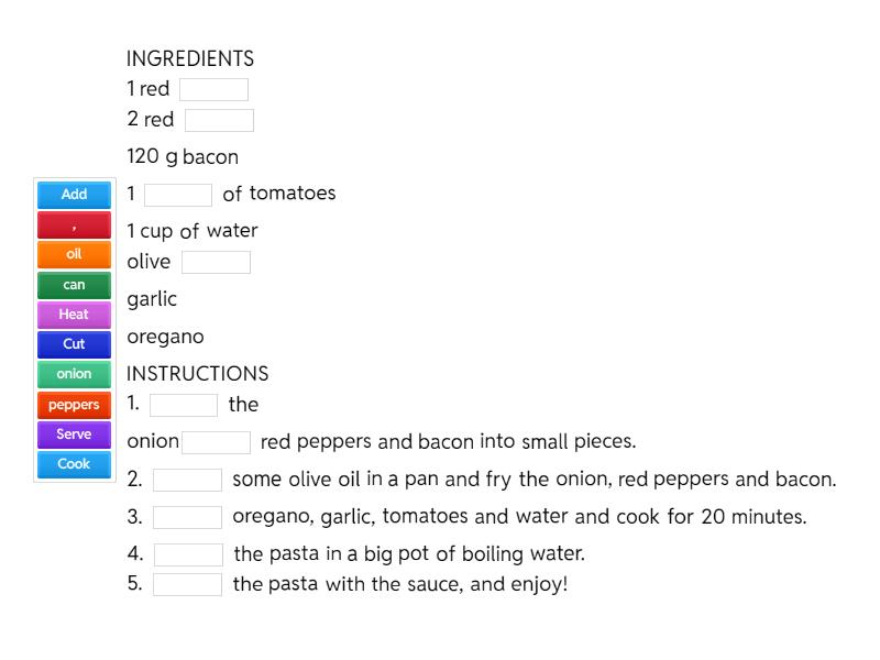 Recipe - Complete the sentence