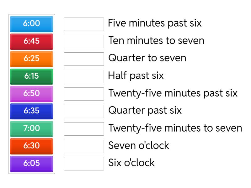 TELLING TIME - Match up