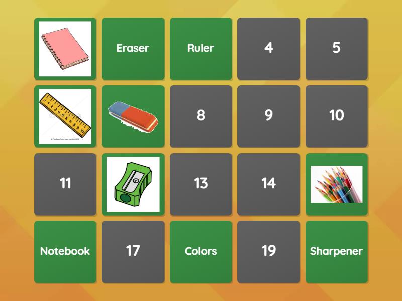 School Supplies - Matching pairs