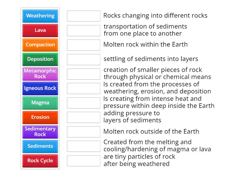 Rock Cycle Practice #3 - Match up