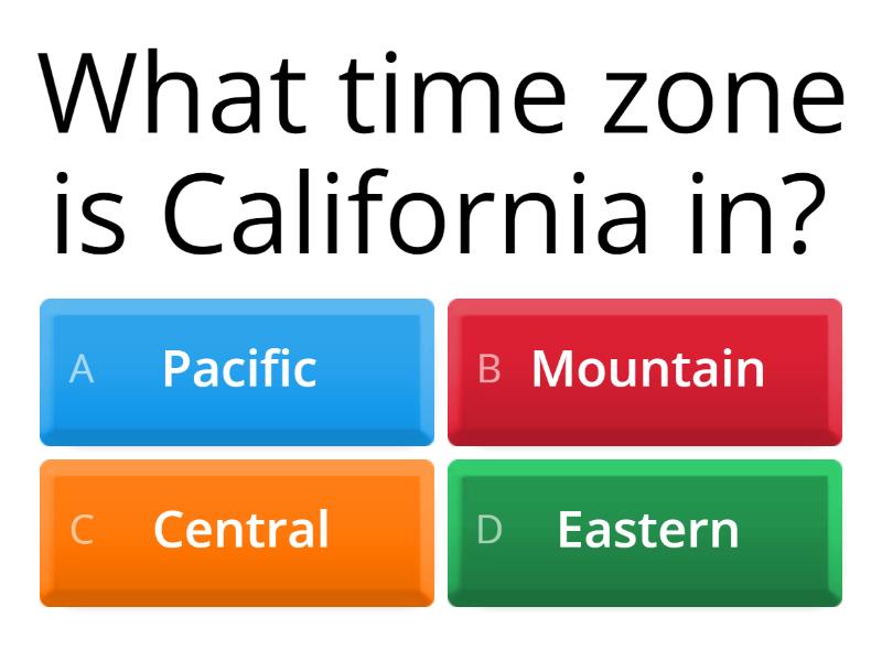 Time Zones and Map Skills - Quiz