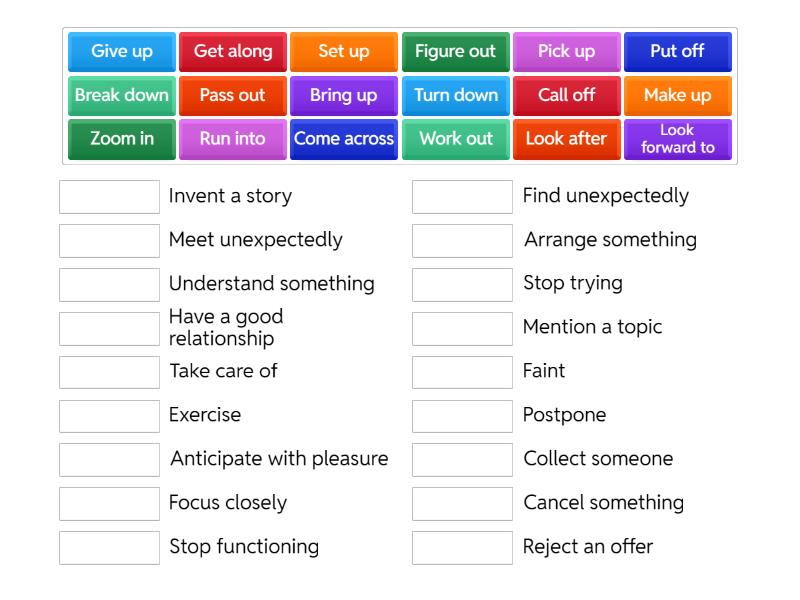 Phrasal Verbs Challenge - Match up