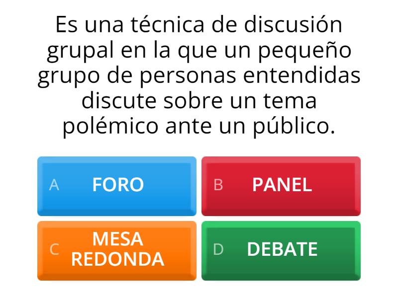 Técnicas de Discusión - Cuestionario