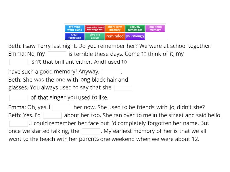 Roadmap B2 Unit 3A Idioms Memory - Complete the sentence