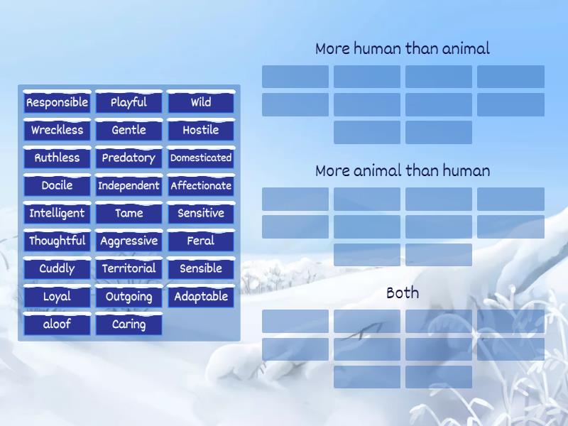 Characteristics: Humans and Animals - Group sort