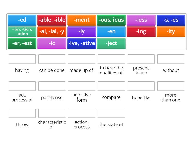 Common Suffixes - Match up