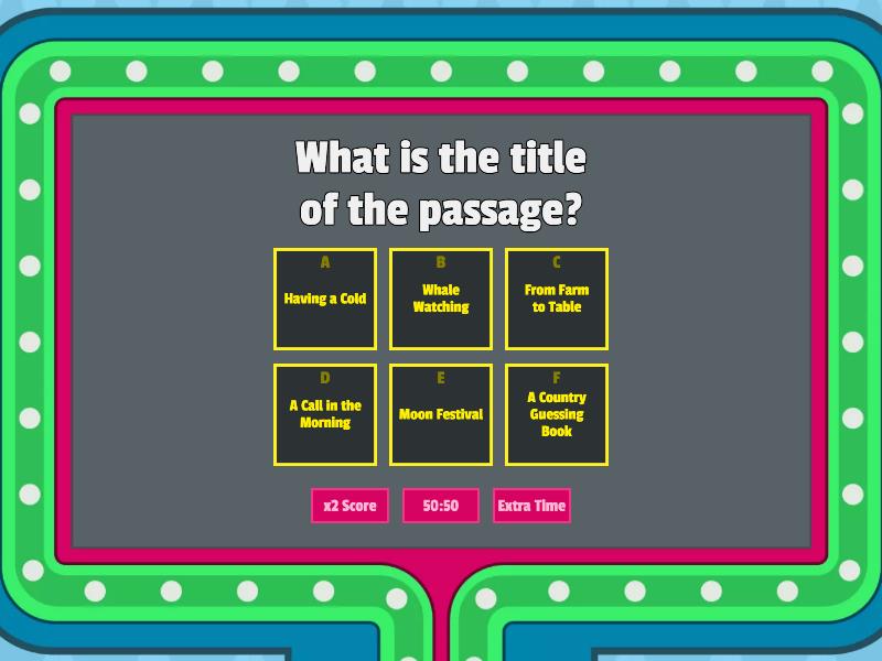 Unit 1: Whale Watching - Gameshow quiz