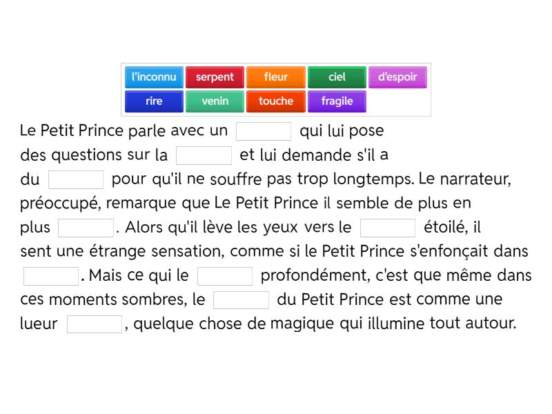Le petit prince chapitre 26 - Complete the sentence