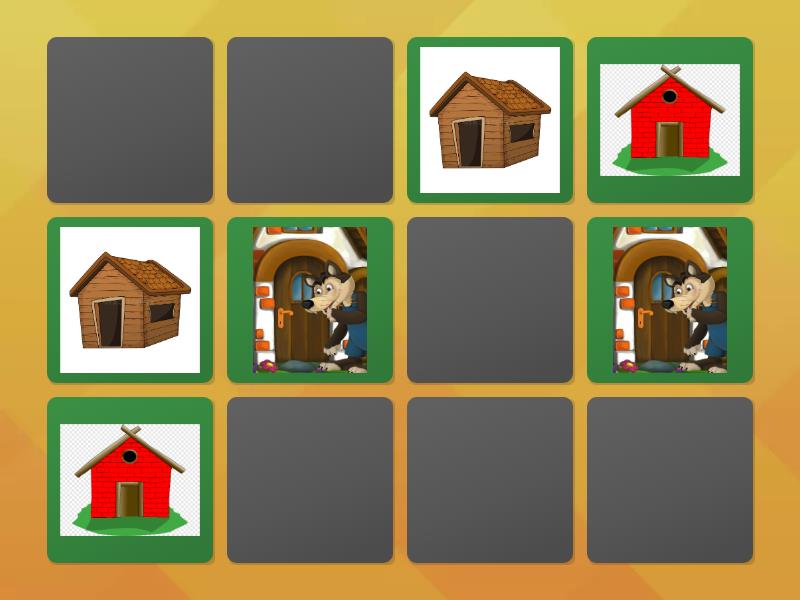 The Three Little Pigs Memory Game - Matching pairs