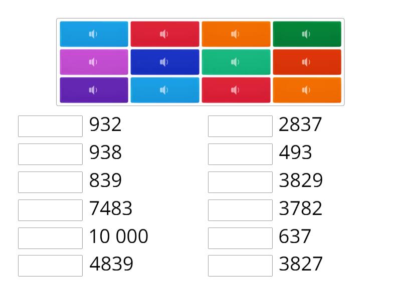 Numbers 1 - 10 000 - Match up