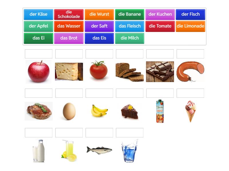 Essen und Getränke: Wortschatz - Match up