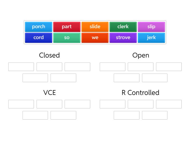 Uncommon R Controlled Vowels Session 1 Syllable Sort - Group sort