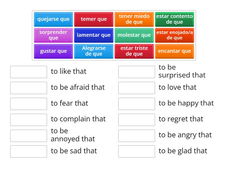 Subjunctive trigger phrases - Emotions! - Match up