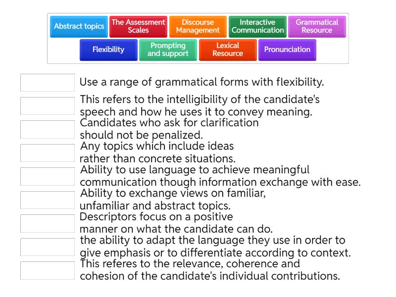 C2- Proficiency Assessment Criteria and Analytical Scales - Match up