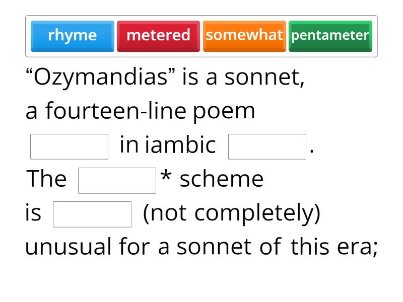 Ozymandias analysis - Complete the sentence