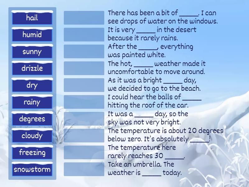The weather - A2 English Vocabulary - Match up